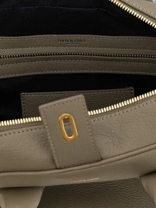 GOLDEN GOOSE Vita Leather Handbag With Metal Spin Closure