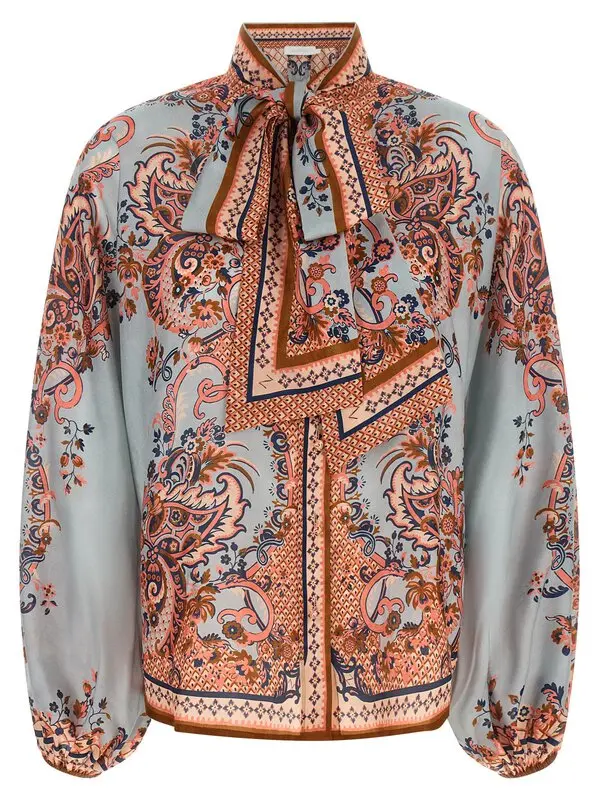 Zimmermann Aster Blouse In Floral Paisley Print Silk Habotai - Multicolor