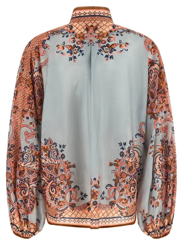 Zimmermann Aster Blouse In Floral Paisley Print Silk Habotai