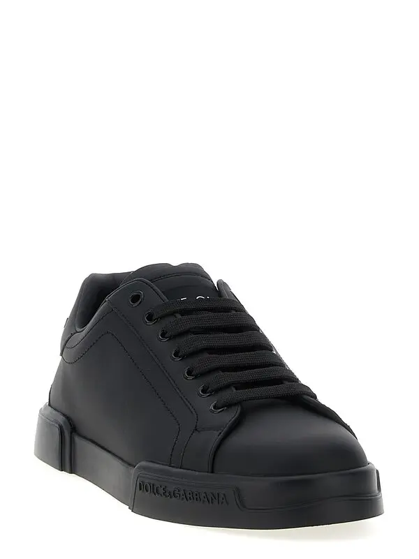 Dolce & Gabbana Portofino' Leather Low-top Sneakers - Black
