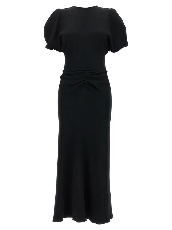 Victoria Beckham Gathered Waist Midi Dress - Black