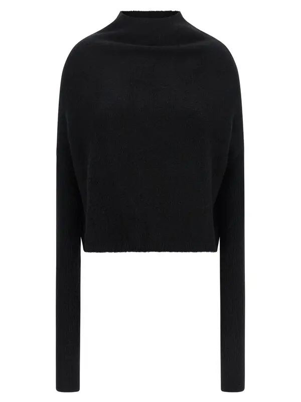 Rick Owens Cashmere Blend Crater High Neck Sweater - Black