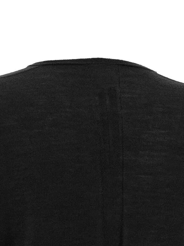 Rick Owens Cropped V-neck Knit Top With Bat Sleeves - Black