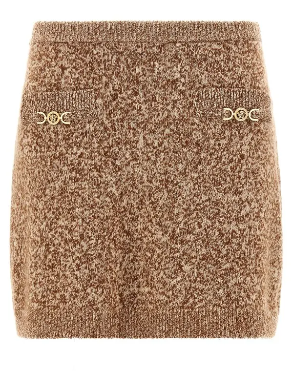 Versace Mouline' Cashmere Blend Knit Mini Skirt - Multicolor