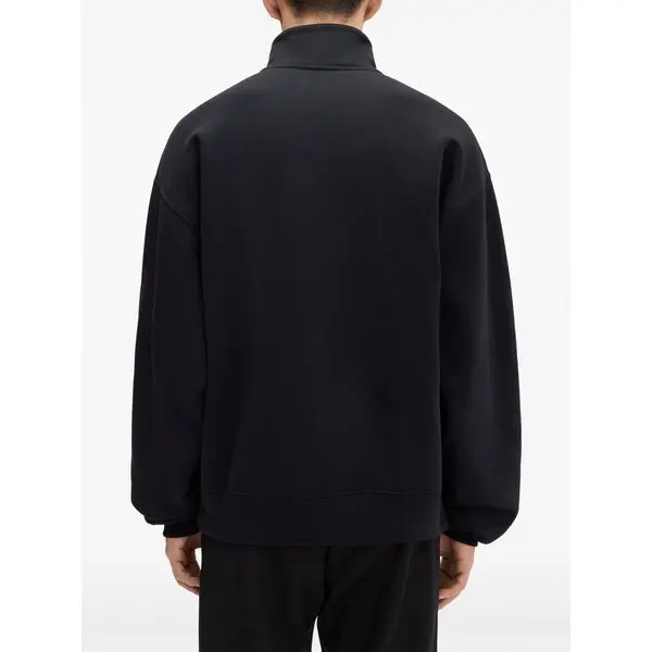Jacquemus Cotton High Neck Zip Sweatshirt - Black
