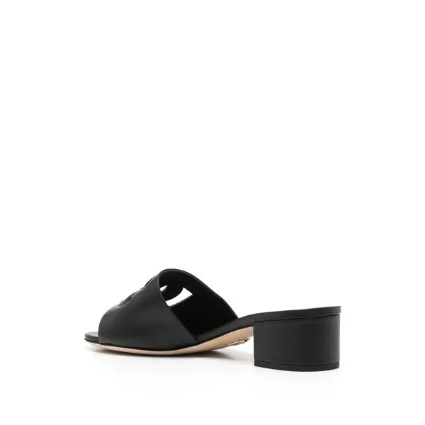 Dolce & Gabbana Calf Leather Mules With Embossed Logo - Black