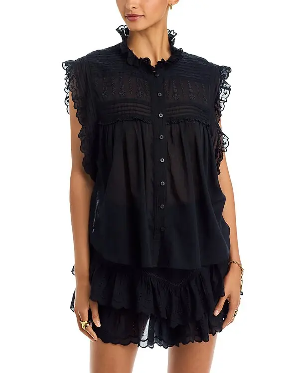 Isabel Marant Étoile Embroidered Cotton Blouse - Black