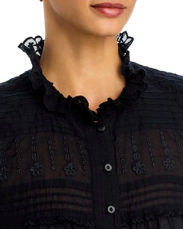 Isabel Marant Étoile Embroidered Cotton Blouse - Black