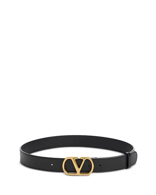 Valentino Garavani Vlogo Leather Belt - Black