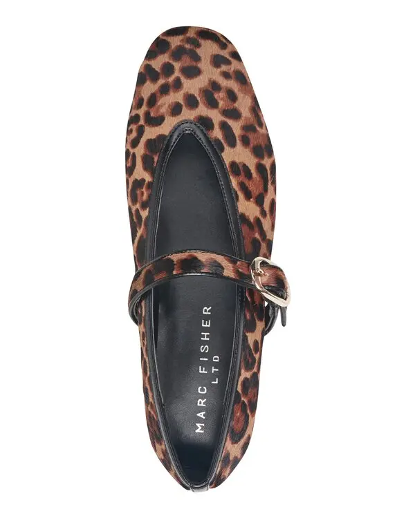MARC FISHER LTD. Leopard Print Calf Hair Mary Jane Flats