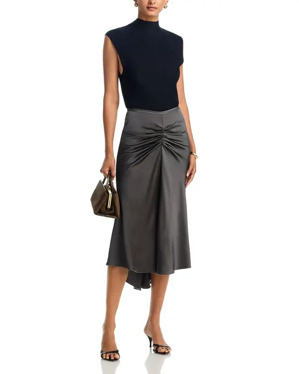 Victoria Beckham Bela Ruched Midi Skirt - Ore