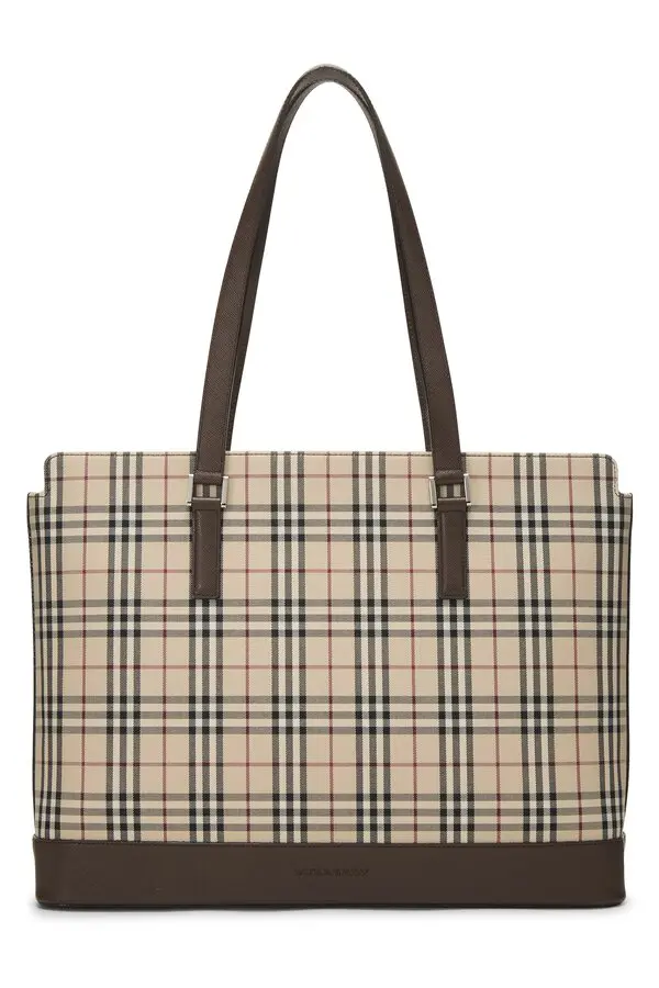 Burberry Check Jacquard Canvas Zip Tote