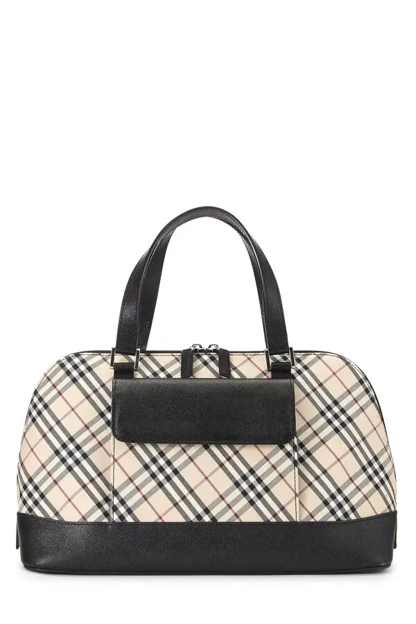 Burberry Check Bowler Handbag - Black