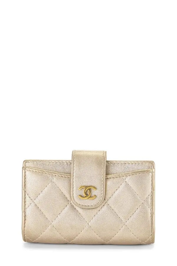 Chanel Quilted Lambskin Compact Card Case - Gold