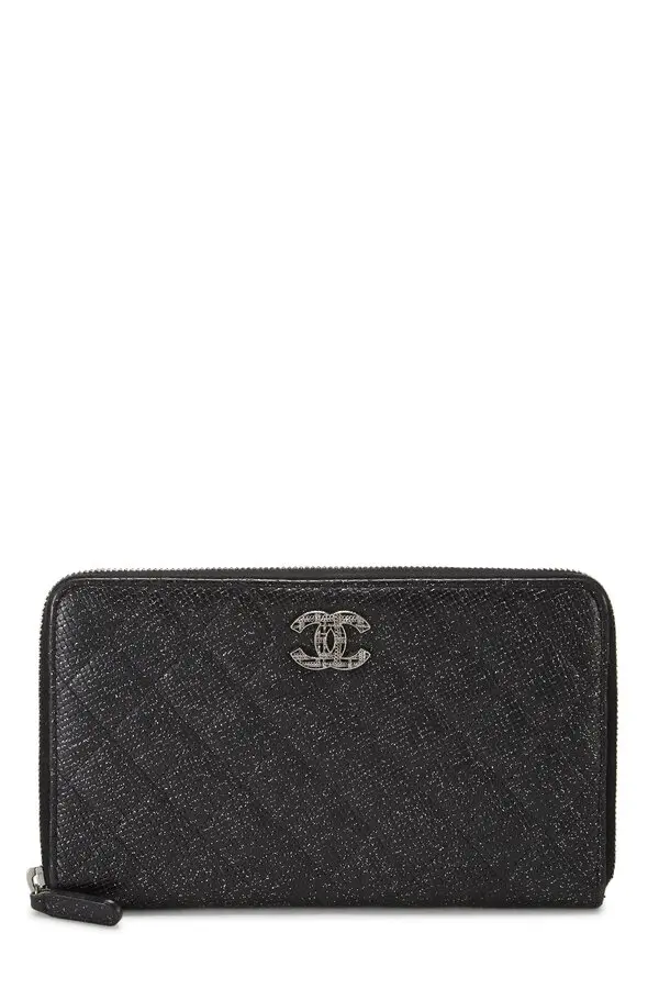 Chanel Quilted Caviar Zip Around Organizer Wallet - Black
