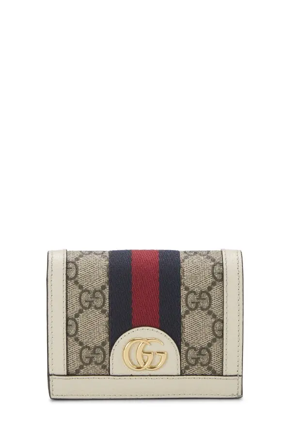 Gucci Cream Gg Supreme Ophidia French Wallet - Beige