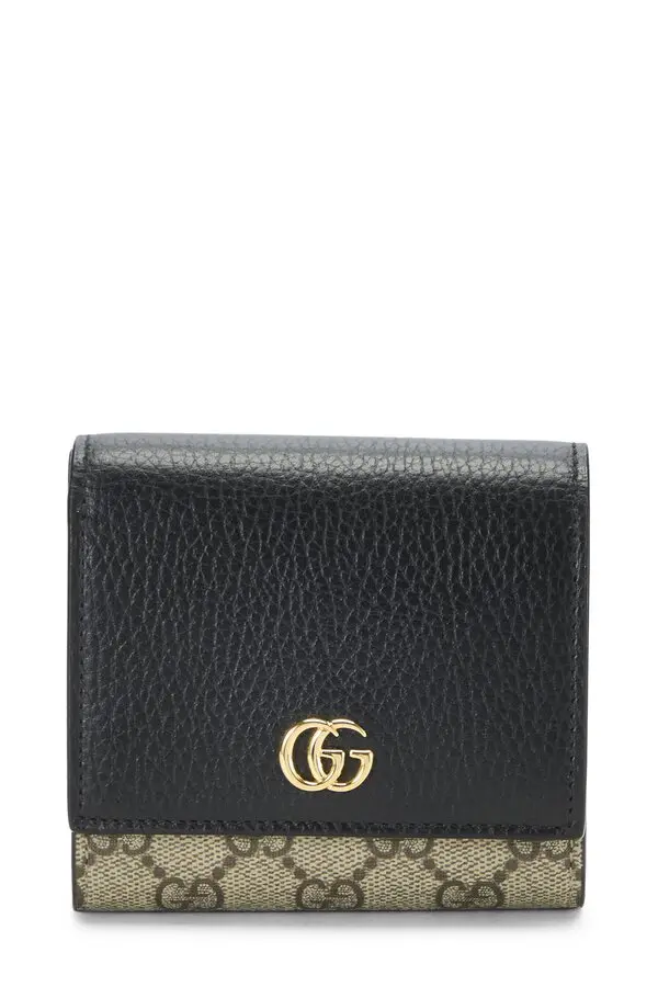 Gucci Gg Supreme Canvas Marmont Compact Wallet - Black