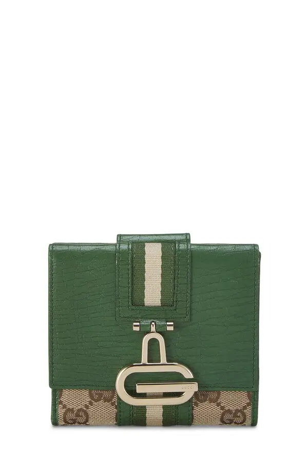 Gucci Original Gg Canvas Web Wallet - Green