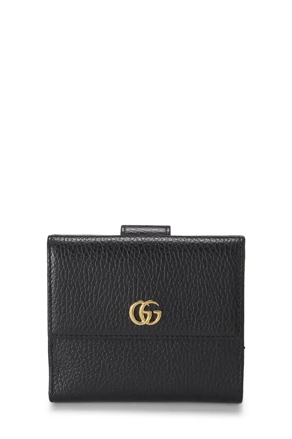 Gucci Grained Interlocking Gg French Flap Wallet - Black