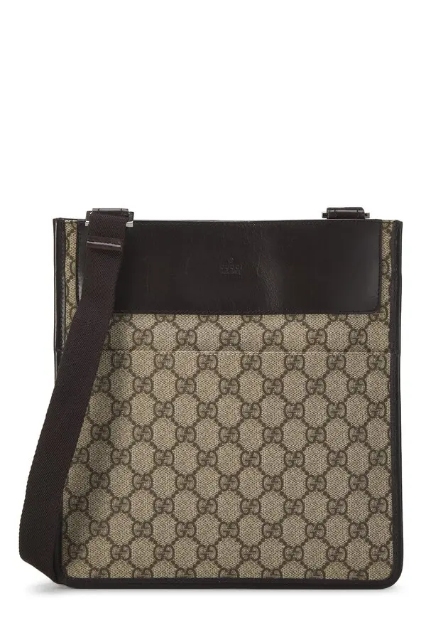Gucci Gg Supreme Canvas Flat Messenger - Brown