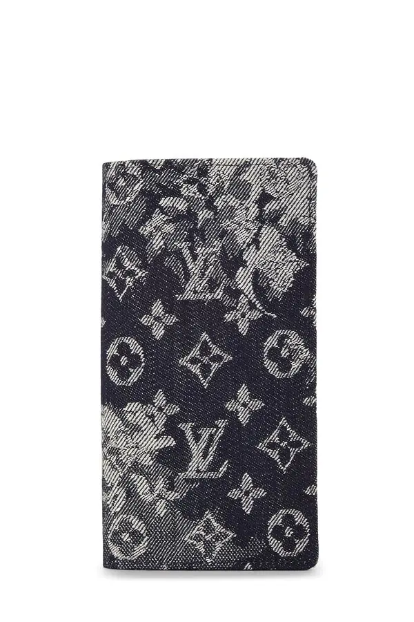 LOUIS VUITTON Monogram Tapestry Denim Brazza Wallet - Blue