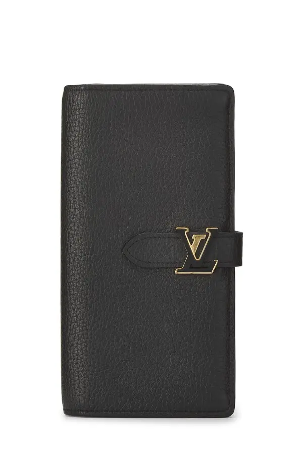 LOUIS VUITTON Taurillon Zippy Vertical Capucines Wallet - Black