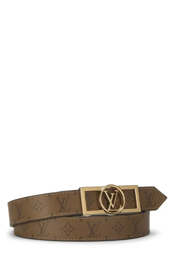 LOUIS VUITTON Monogram Reversed Dauphine Reversible Belt 80/32 - Brown