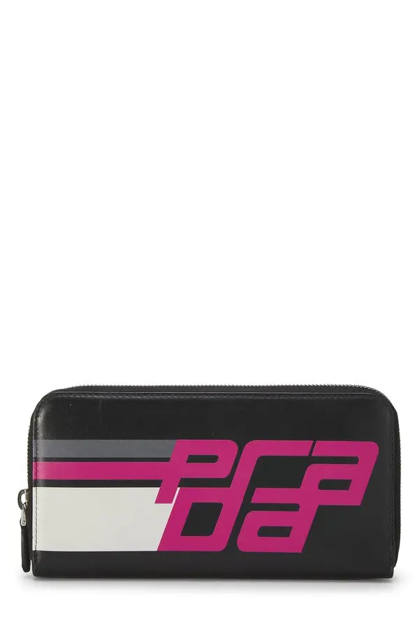 Prada Printed Calfskin Zip-around Wallet - Black