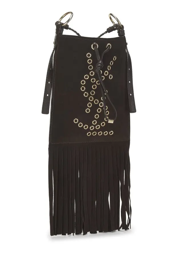 Saint Laurent Suede Studded Fringe Crossbody