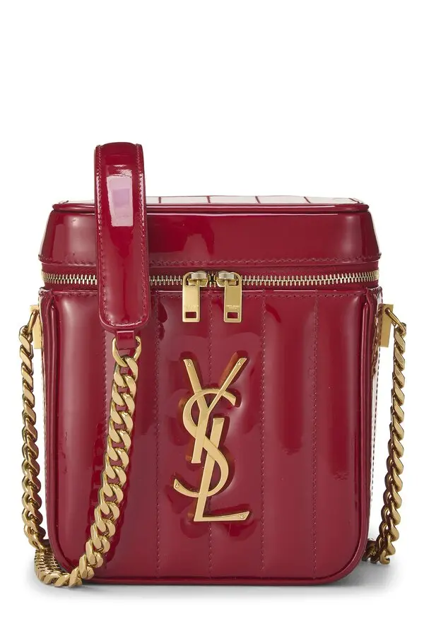 Saint Laurent Quilted Patent Vicky Vanity - Red