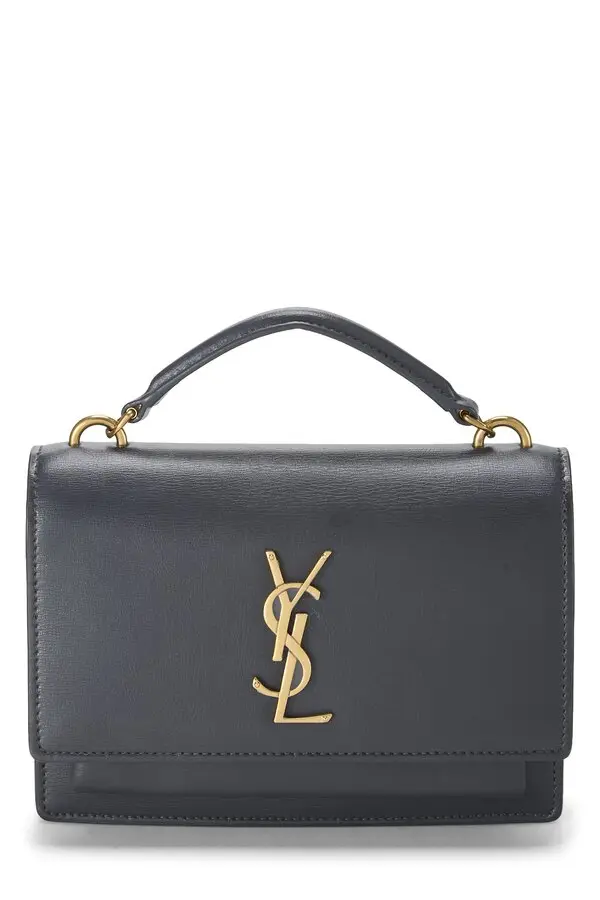 Saint Laurent Calfskin Sunset Wallet On Chain - Grey
