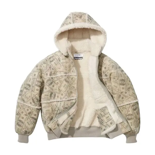 Supreme X Mm6 Maison Margiela Hooded Shearling Bomber Jacket - White