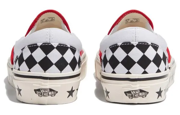 VANS Checkerboard Slip-on Sneakers - White/red/black