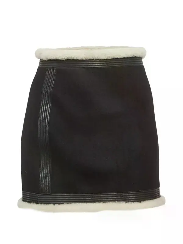 Dsquared2 Wool Midi Skirt With Fur And Leather Trim