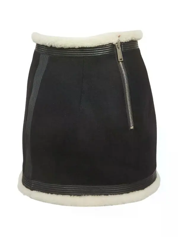 Dsquared2 Wool Midi Skirt With Fur And Leather Trim