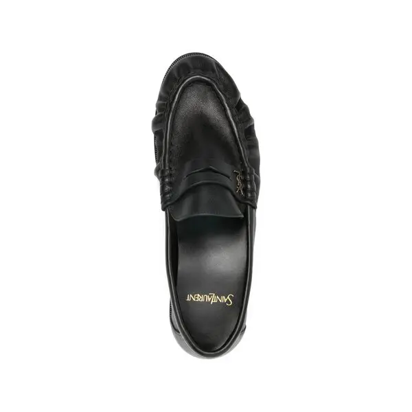 Saint Laurent Leather Loafers With Gold-tone Logo Plaque
