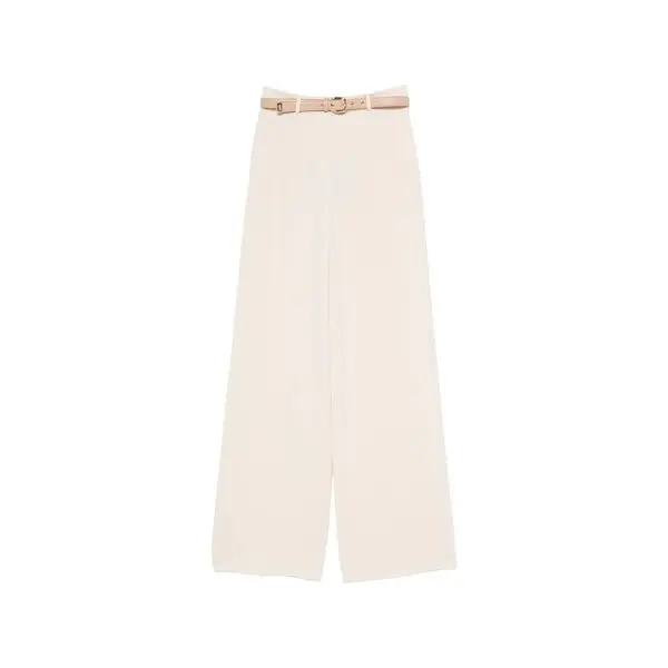Max Mara Belted Straight Leg Trousers - Cream