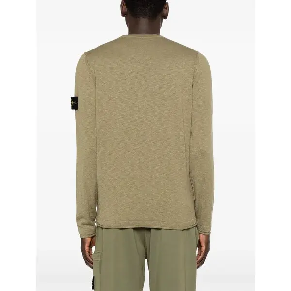 Stone Island Crew Neck Sweatshirt With Logo Patch - Green