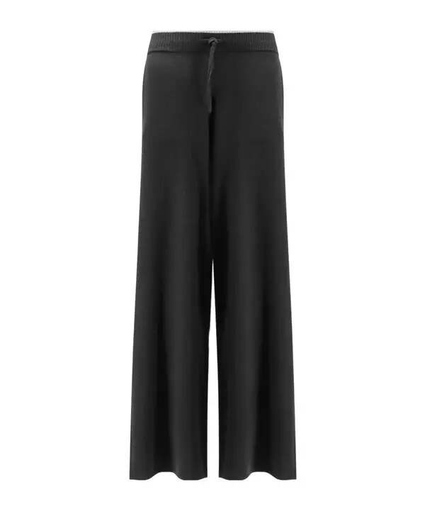 Pinko Drawstring Wide Leg Pants With Logo Detail - Black