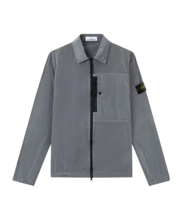 Stone Island Regular-fit Zip-up Overshirt With Chest Pocket - Ashes