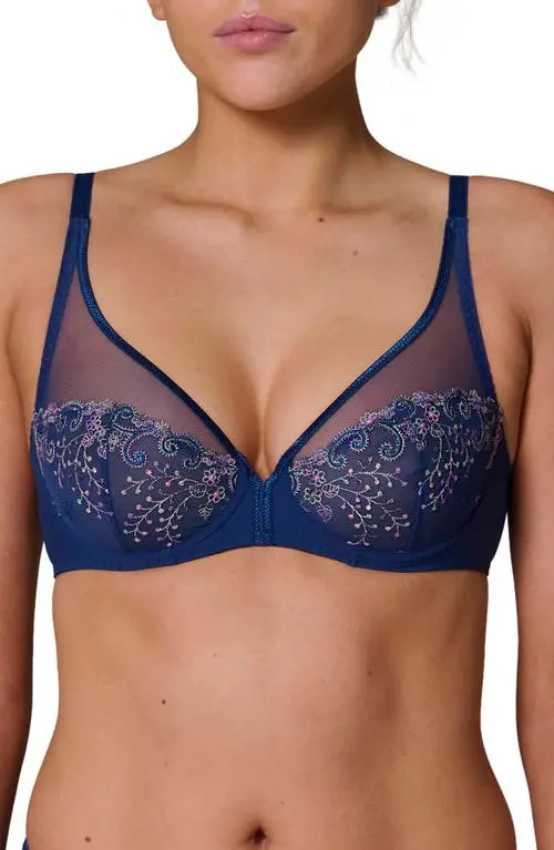 Simone Perele Delice Sheer Underwire Plunge Bra - Rainbow Blue
