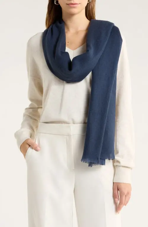 Nordstrom Textured Cashmere Scarf - Navy
