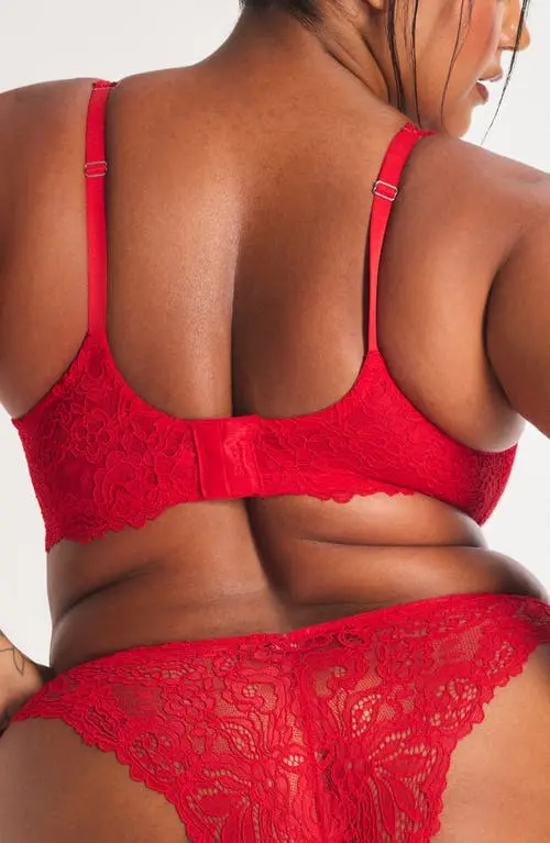 SAVAGE X FENTY Romantic Corded Lace Unlined Underwire Bra - Timeless Red