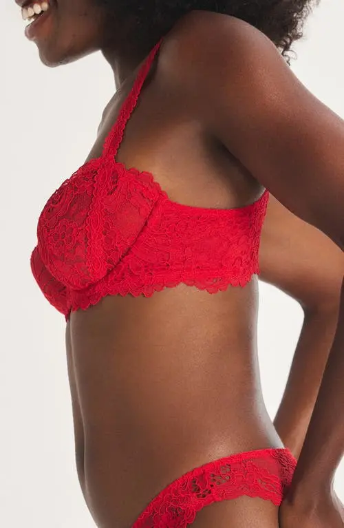 SAVAGE X FENTY Romantic Corded Lace Unlined Underwire Bra - Timeless Red