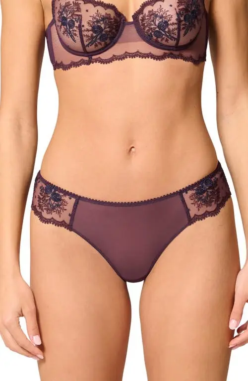 Simone Perele Intrigue Floral Embroidered Tanga - Fig