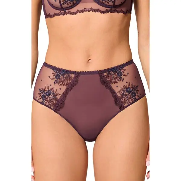 Simone Perele Intrigue Floral Embroidered Briefs - Fig