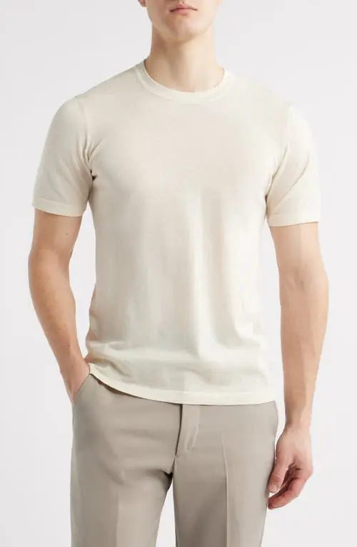 JACK VICTOR Wellington Cotton & Silk Crewneck T-shirt - Ecru