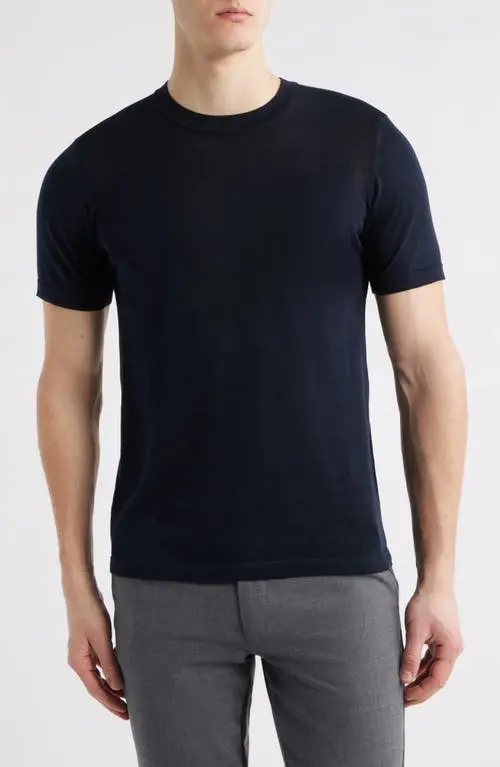 JACK VICTOR Wellington Cotton & Silk Crewneck T-shirt - Midnight