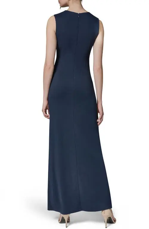 Donna Karan New York Asymmetric Neck Hardware Detail Jersey Gown