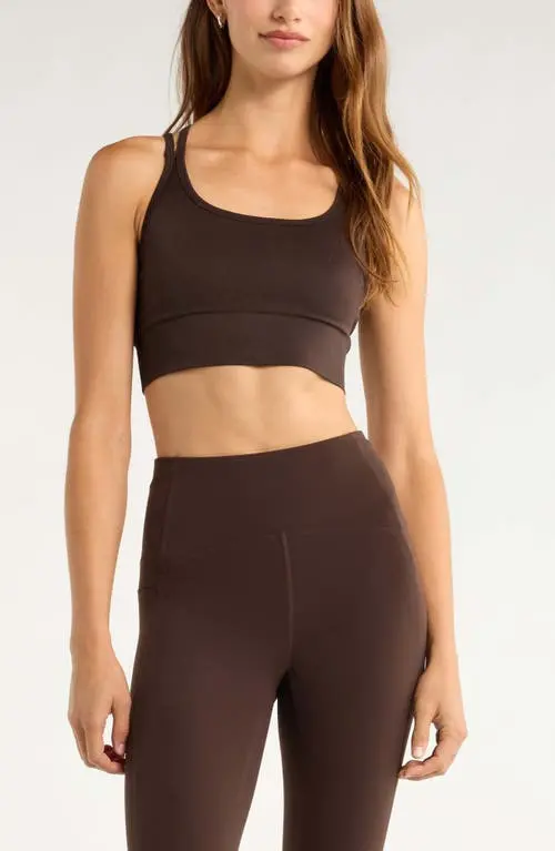 Zella Seamless Strappy Sports Bra - Brown Mole